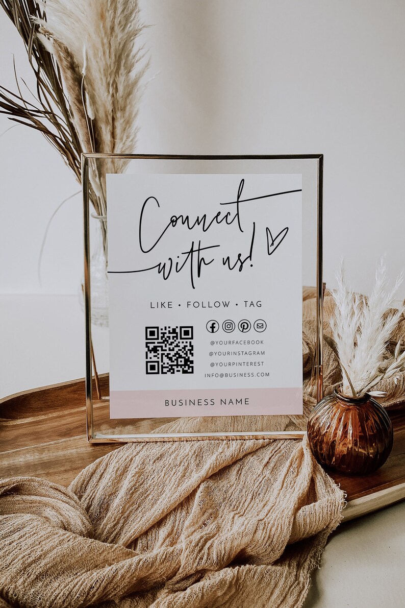 Social Media Sign Template Connect With Us Sign Small - Etsy