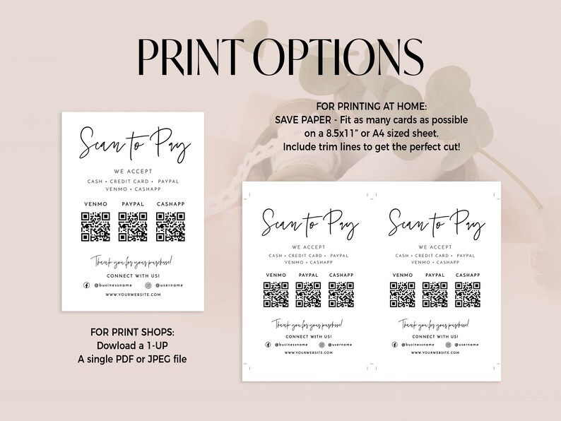 Editable QR Code Sign Template Scan to Pay Sign Small - Etsy