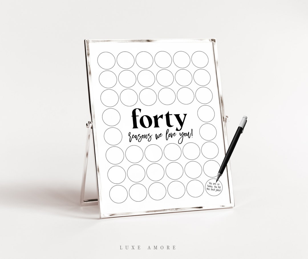 40 Reasons We Love You Printable, Minimalist Forty Reasons Poster, Men ...