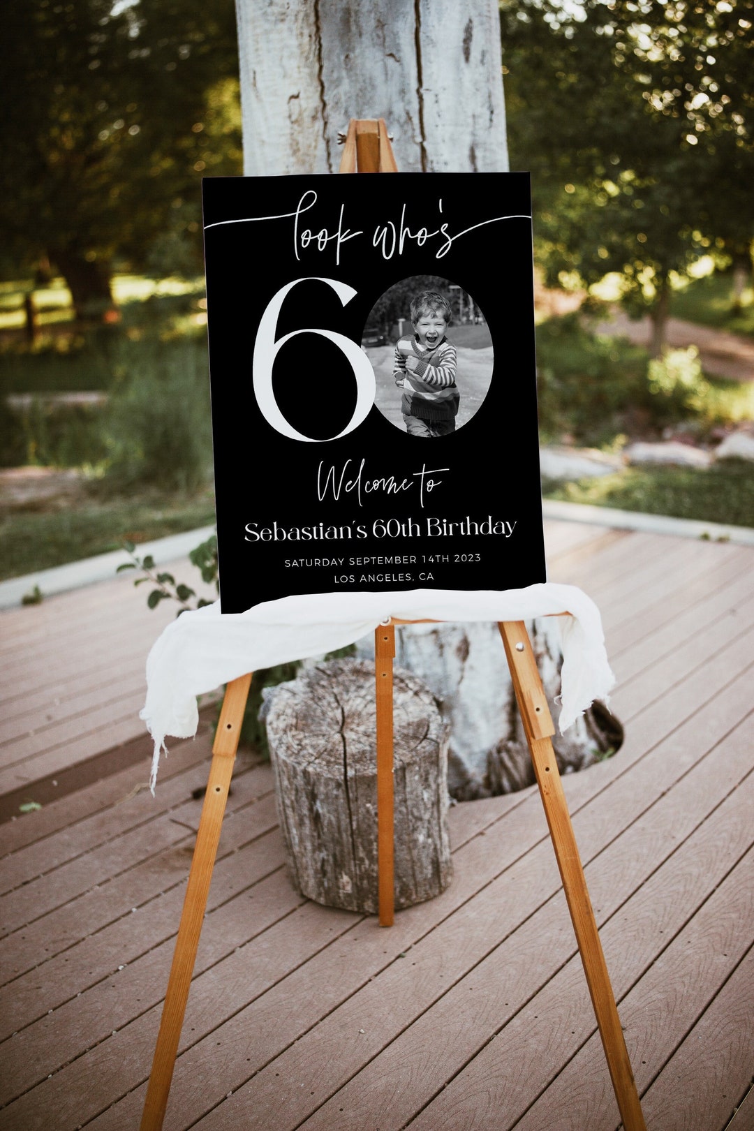 Male 60th Birthday Welcome Sign, Black Birthday Welcome Template, Look ...