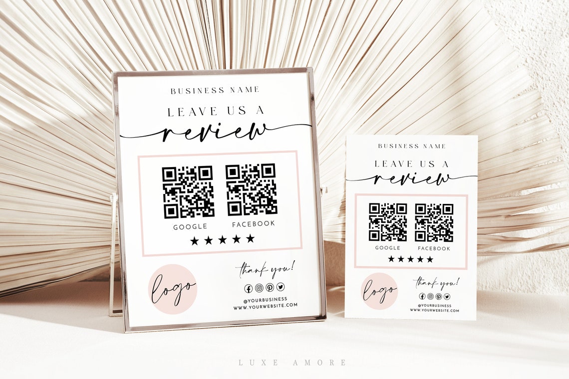 Ask for A Review QR Code Sign Template, Business Review Sign, Facebook ...