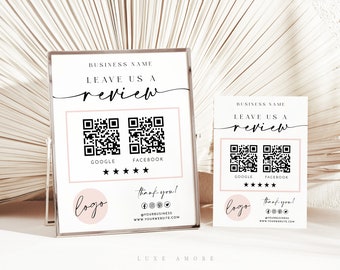 Ask for Review QR Code Sign Template, Google Review Sign, Facebook ...