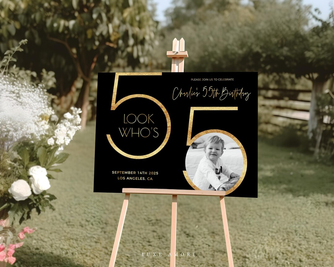 Male 55th Birthday Welcome Sign Template, Photo Birthday Welcome ...