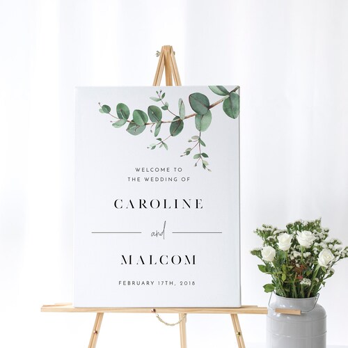 Eucalyptus Welcome Sign Template Wedding Welcome Sign - Etsy