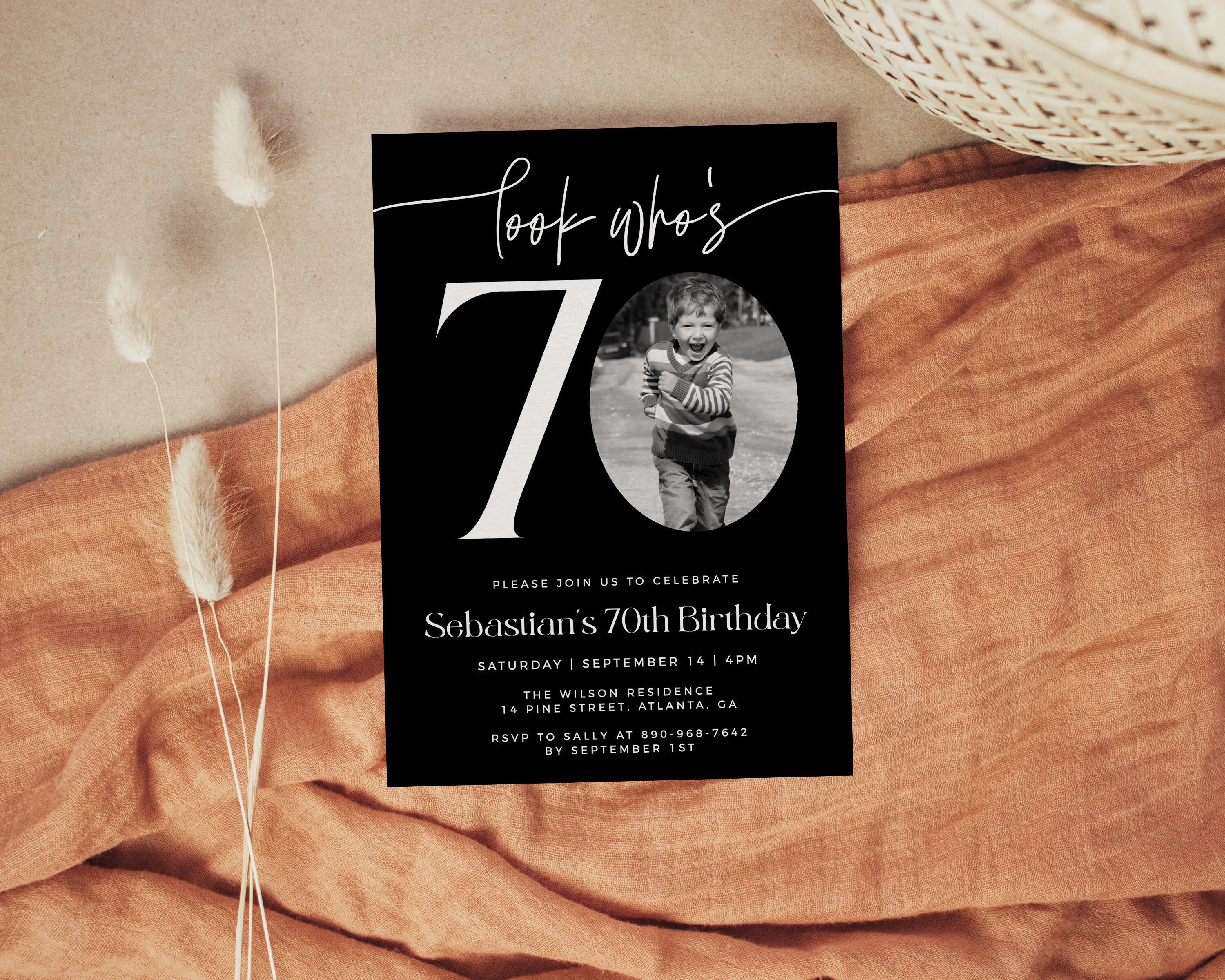 Male 70th Birthday Invitation Template, Look Who's 70, Photo 70th ...