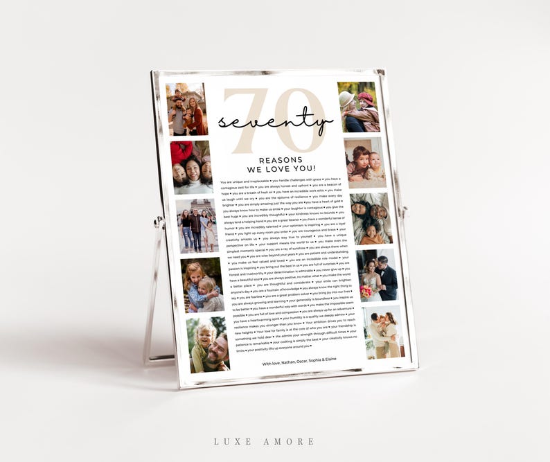 70 Reasons We Love You Template, 70th Birthday Poster, Photo 70th ...