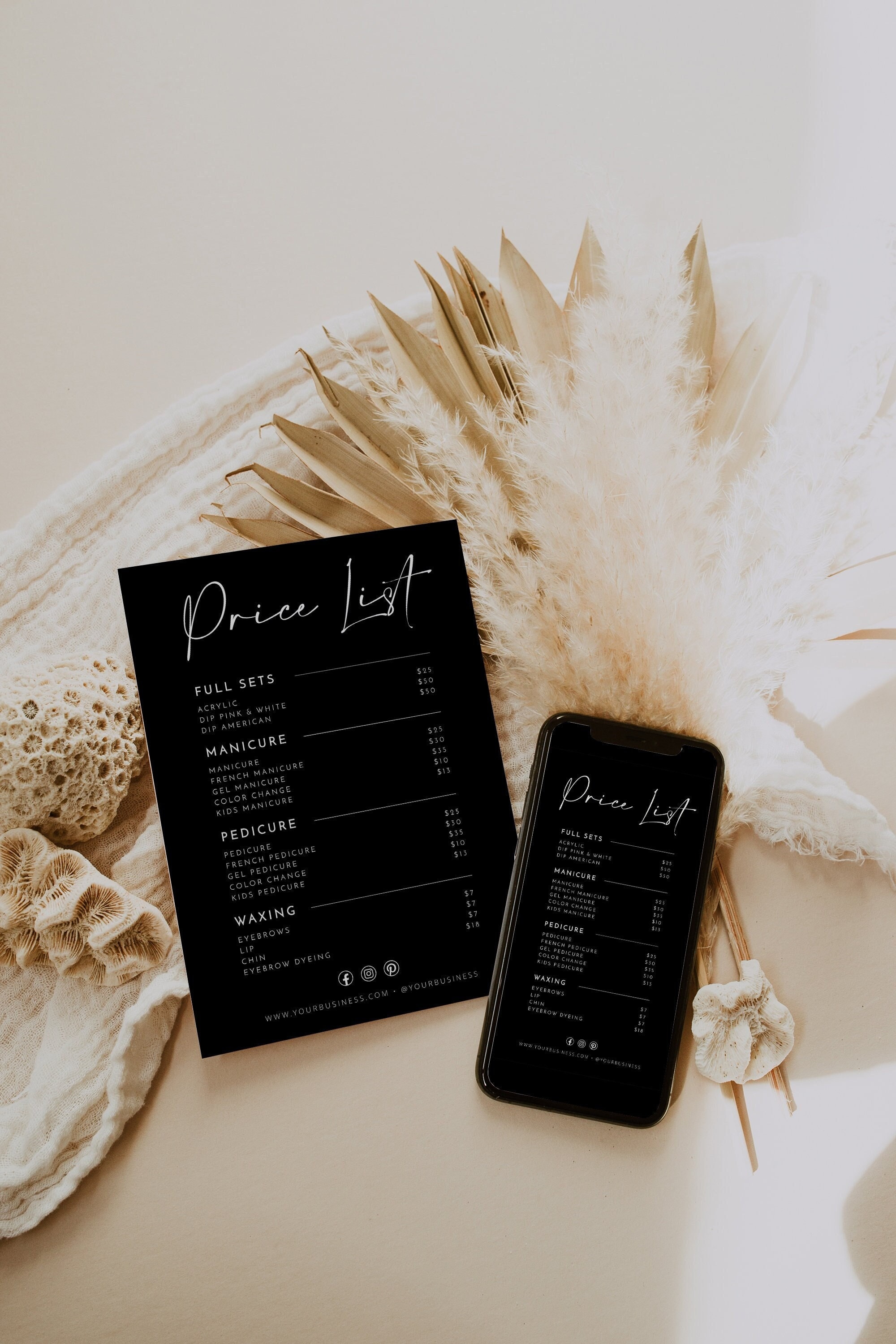 Black Price List Template Editable Price Sheet Small - Etsy
