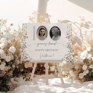 100 Years Loved Sign, Floral 100th Birthday Welcome Sign, Welcome Sign ...