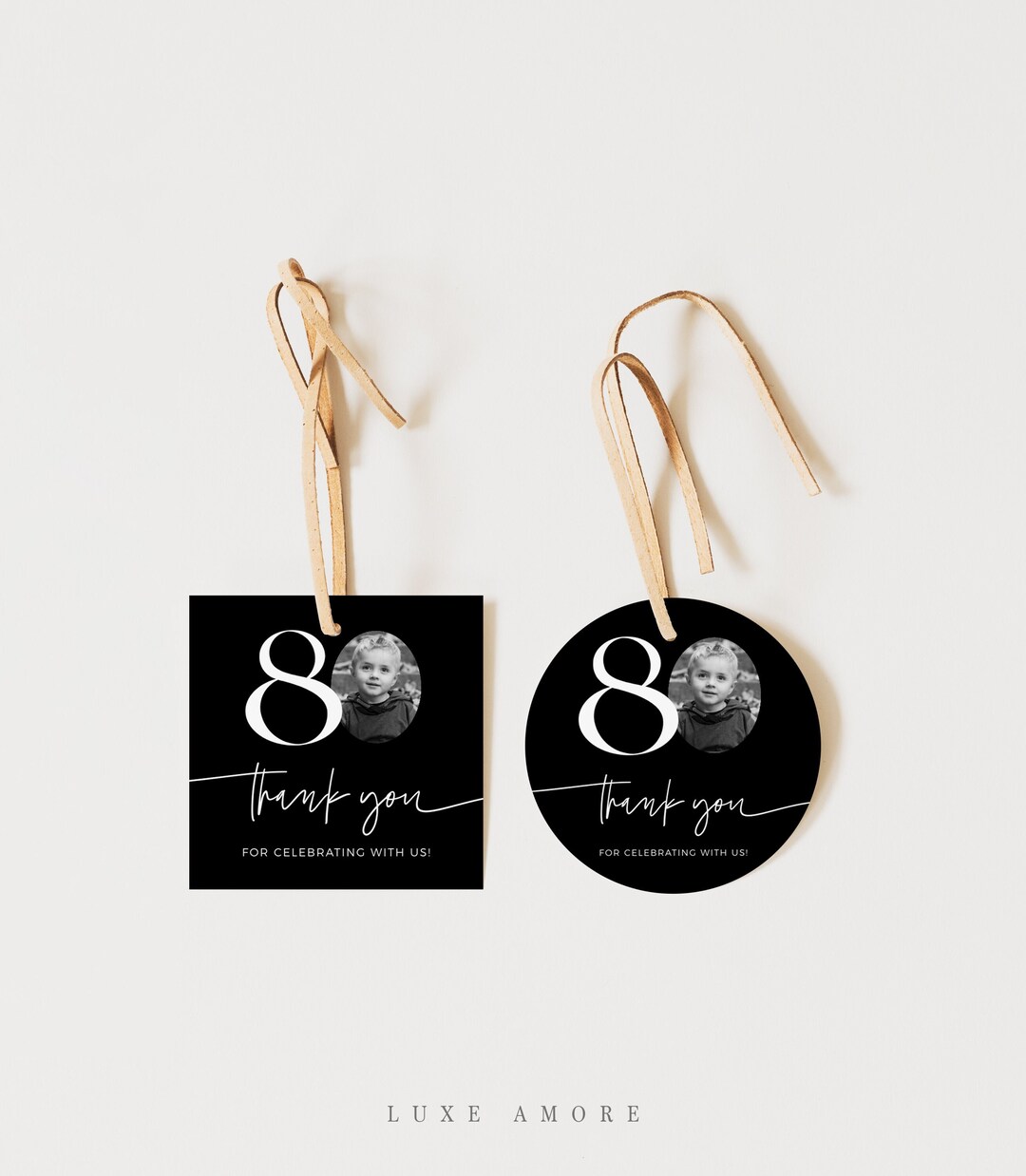 80th Birthday Favor Tags, 80th Thank You Tags, Look Who's 80, Black ...