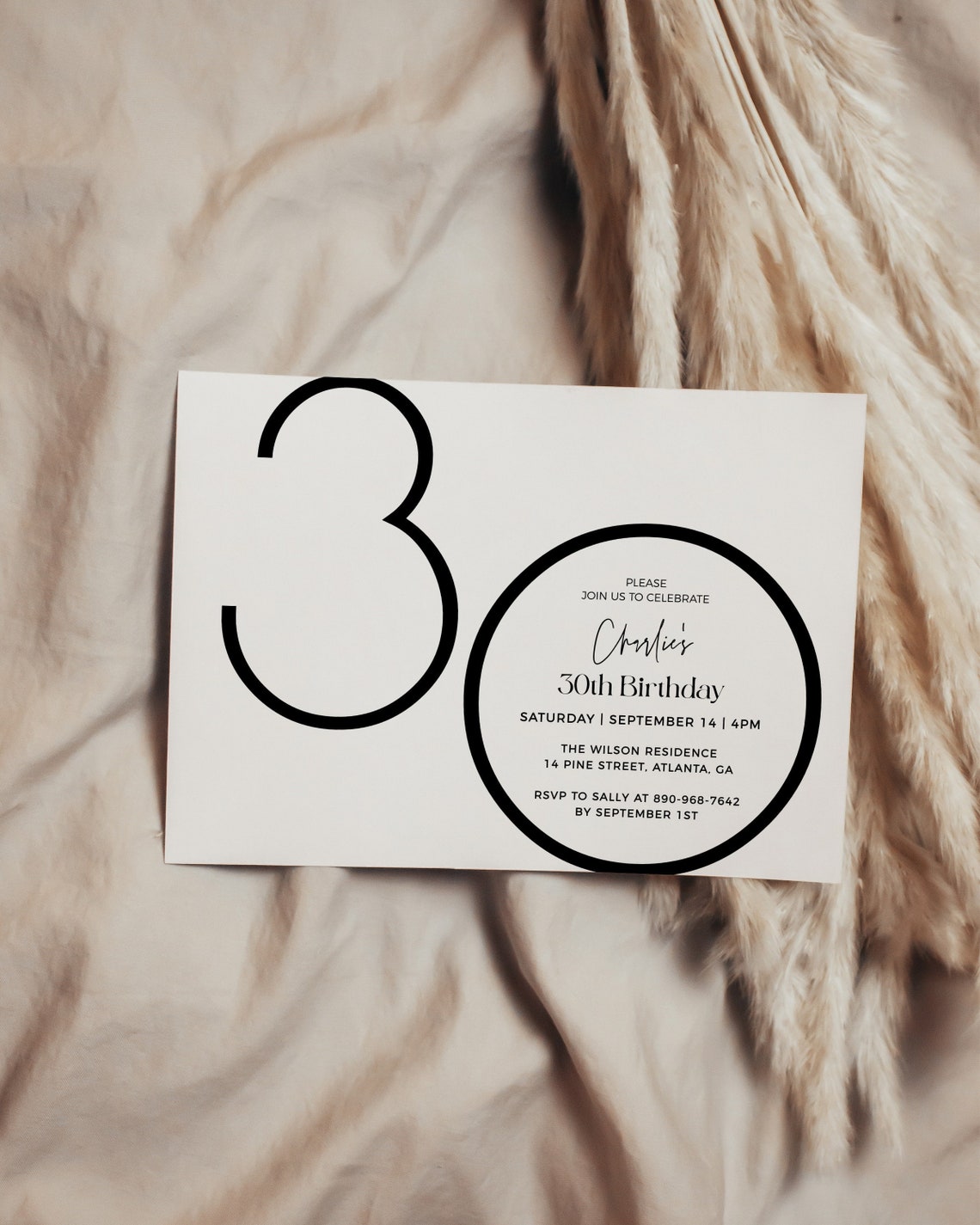 Modern 30th Birthday Invitation Template Minimal 30th - Etsy