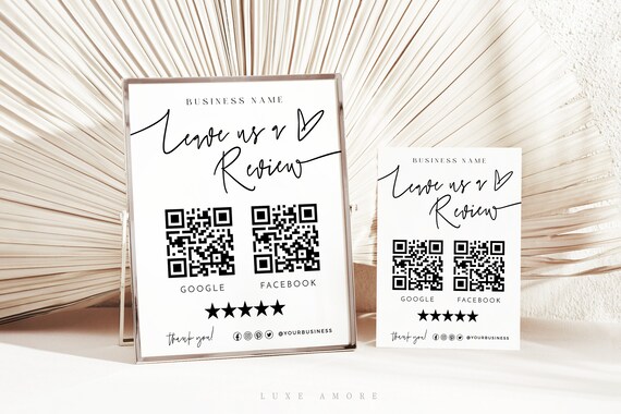 Business Review Sign Review QR Code Sign Template Facebook - Etsy