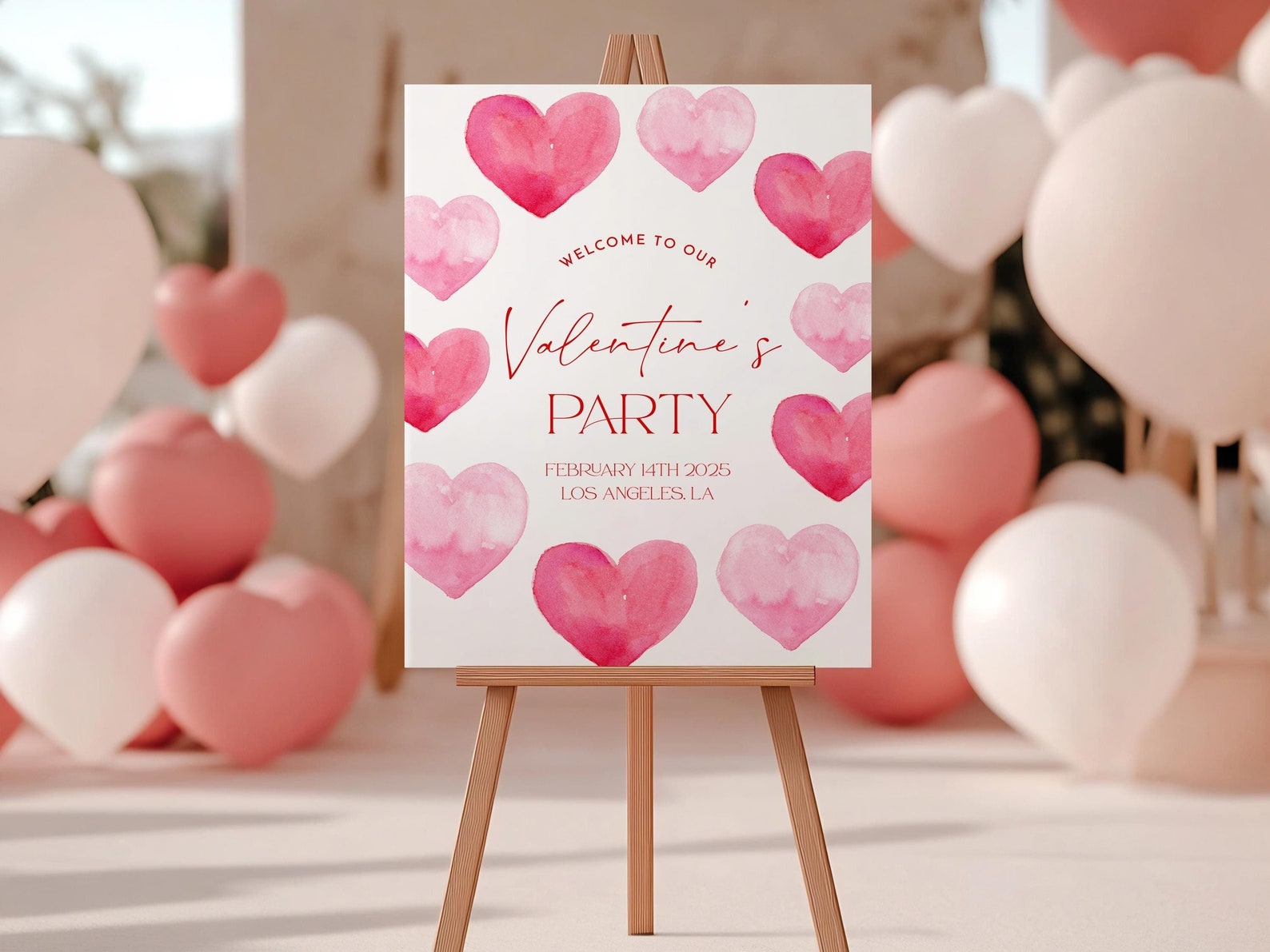 Valentines Welcome Sign Template, Hearts Welcome Sign, Valentine Party ...