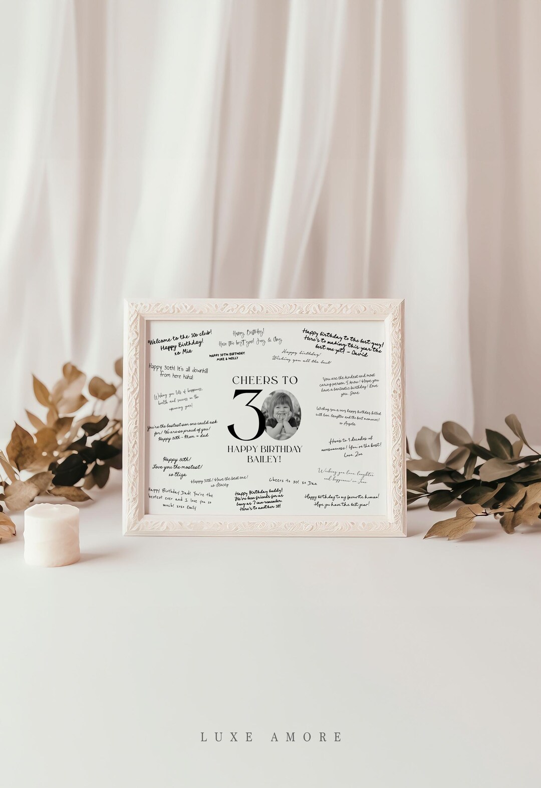 30th Birthday Signature Board Printable, Photo 30th Birthday Sign, Mens ...