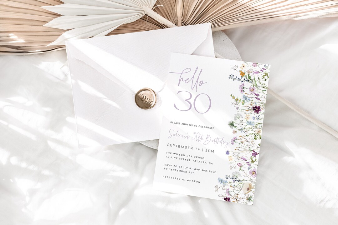 Wildflower 30th Birthday Invitation Template, Spring 30th Birthday ...