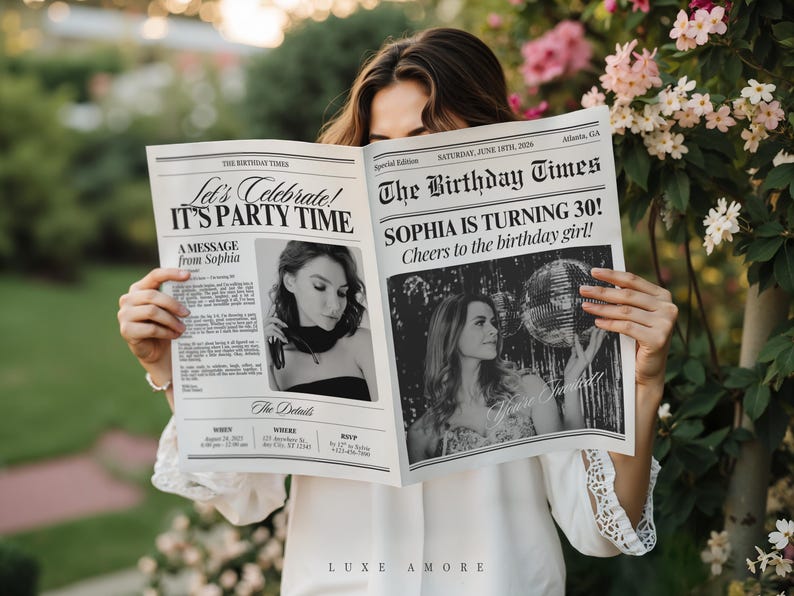Birthday Newspaper Template, 30th Birthday, Canva Newspaper Template ...