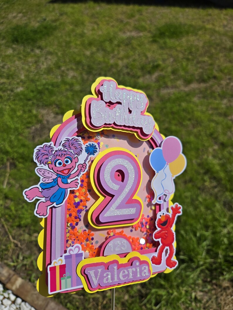 Abby and Elmo Shaker Cake Topper | Sesame Street Birthday Party Decor ...