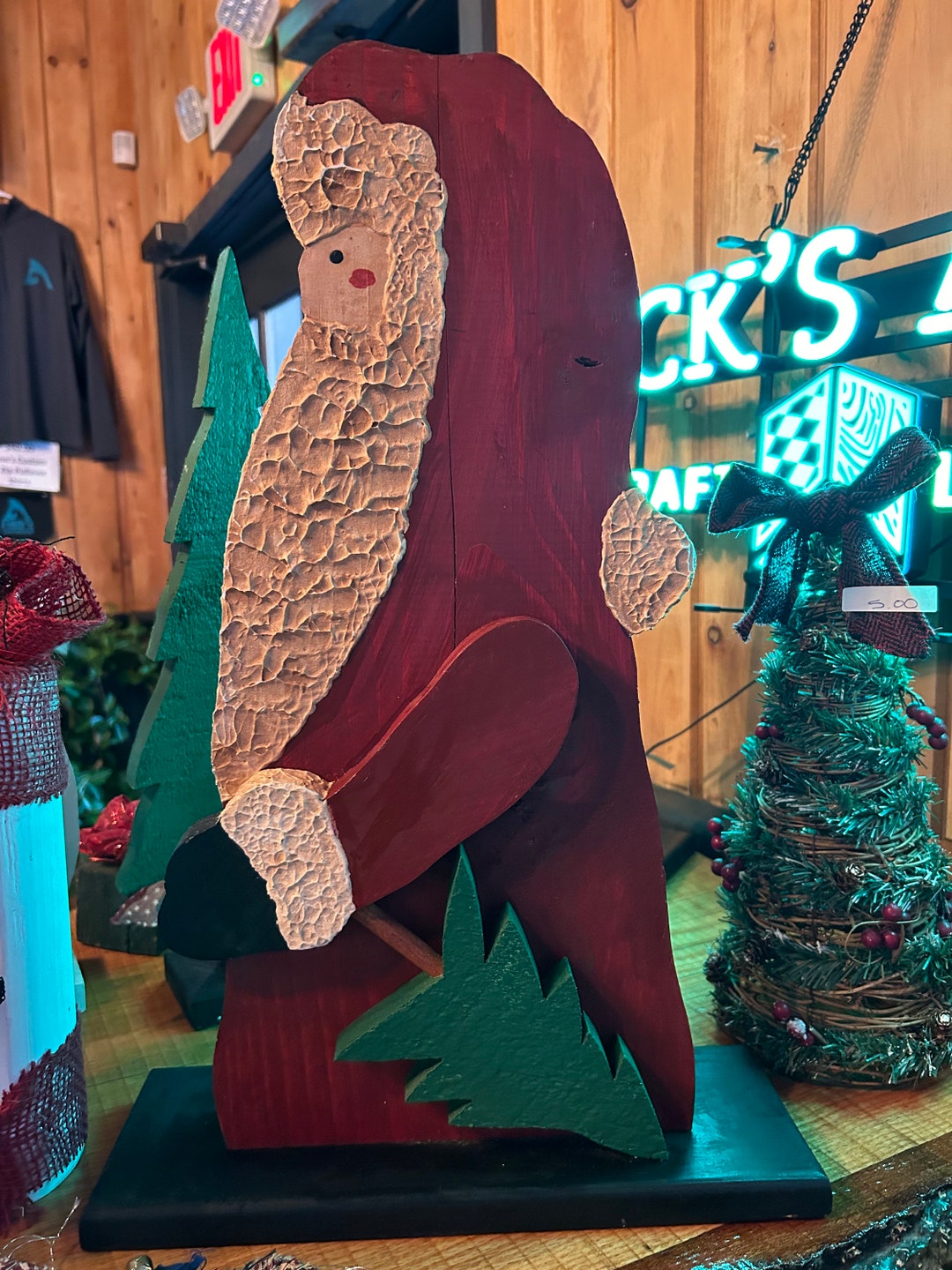 Primitive/ Rustic Solid Wood Santa - Etsy