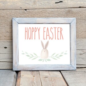 Hoppy Easter Print / Easter Printable Wall Art / Easter Bunny Art ...