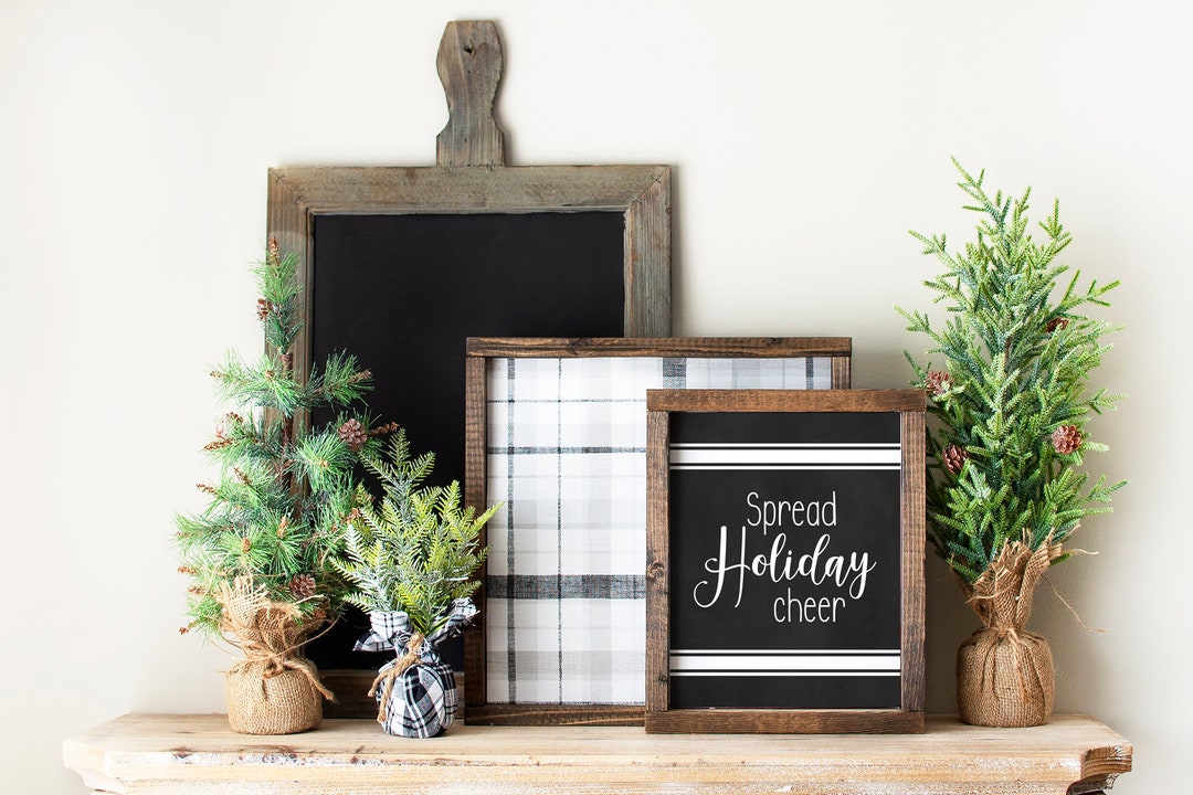 Spread Holiday Cheer / Christmas Printable Wall Art / Black Board Art ...