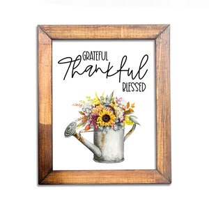 Grateful Thankful Blessed / Fall Printed Wall Art / Fall Home Decor ...
