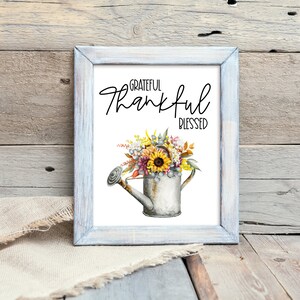 Grateful Thankful Blessed / Fall Printed Wall Art / Fall Home Decor ...