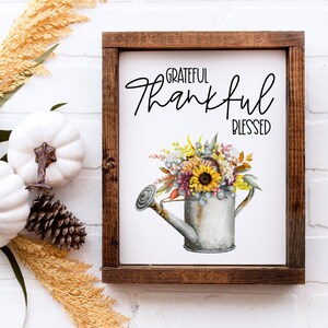 Grateful Thankful Blessed / Fall Printed Wall Art / Fall Home Decor ...