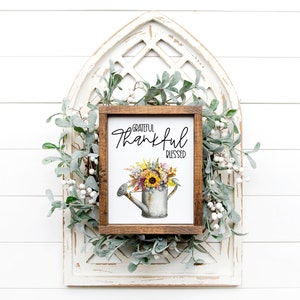 Grateful Thankful Blessed / Fall Printed Wall Art / Fall Home Decor ...