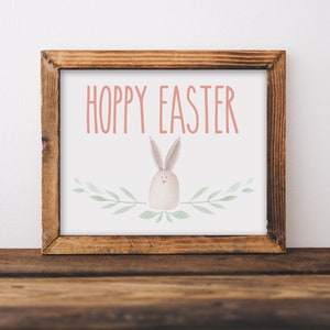 Hoppy Easter Print / Easter Printable Wall Art / Easter Bunny Art ...
