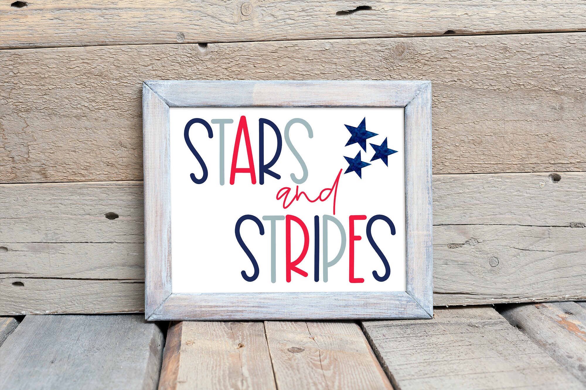 Stars and Stripes Print / 4th of July Printed Wall Art / Red | Etsy