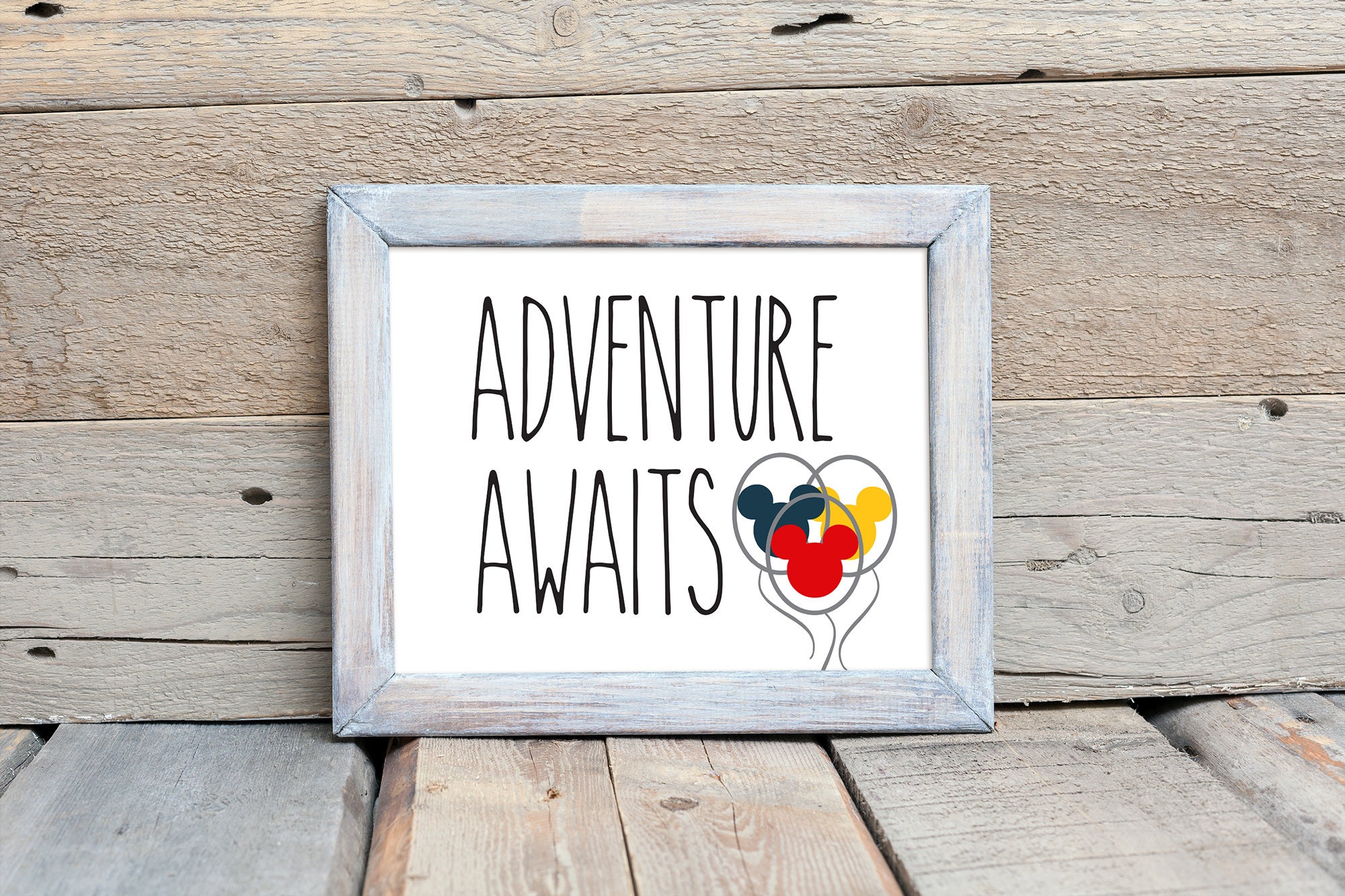 Adventure Awaits Disney Printable Wall Art / Mickey Balloons - Etsy