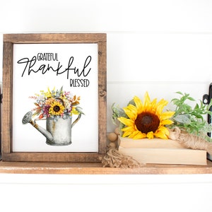 Grateful Thankful Blessed / Fall Printed Wall Art / Fall Home Decor ...
