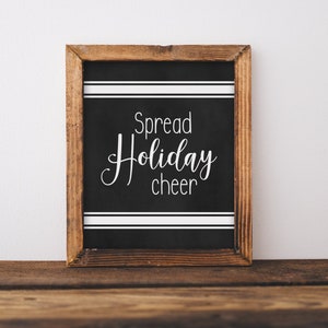 Spread Holiday Cheer / Christmas Printable Wall Art / Black Board Art ...