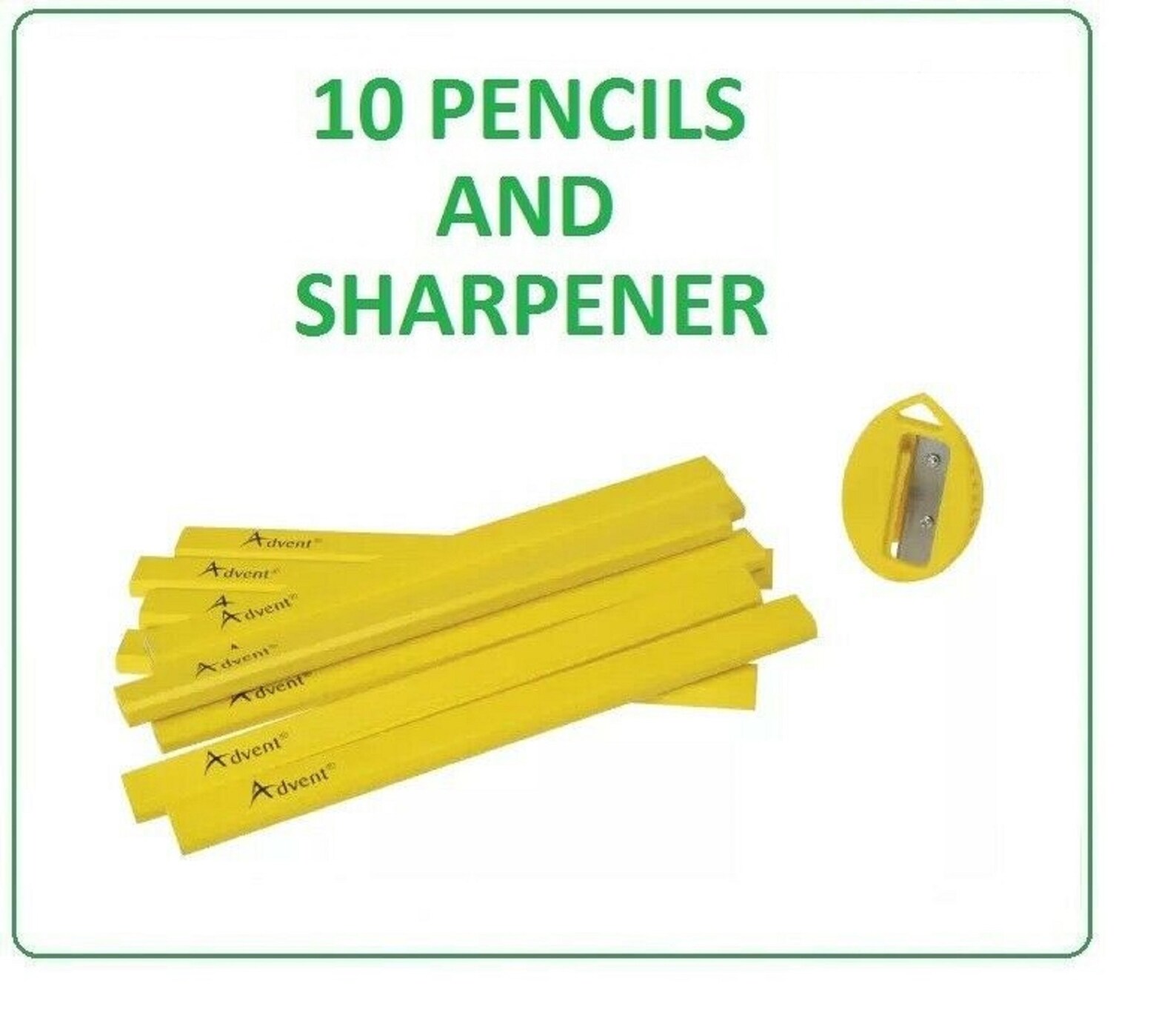 Joiners Pencils. Set of 10 Complete With Sharpener. Flat Design so They ...