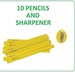 Joiners Pencils. Set of 10 Complete With Sharpener. Flat Design so They ...