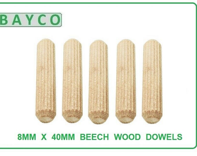 Wooden Dowels 8mm X 40mm Chamfered Fluted Pin Beech Wood Grooved Dowels. - Etsy