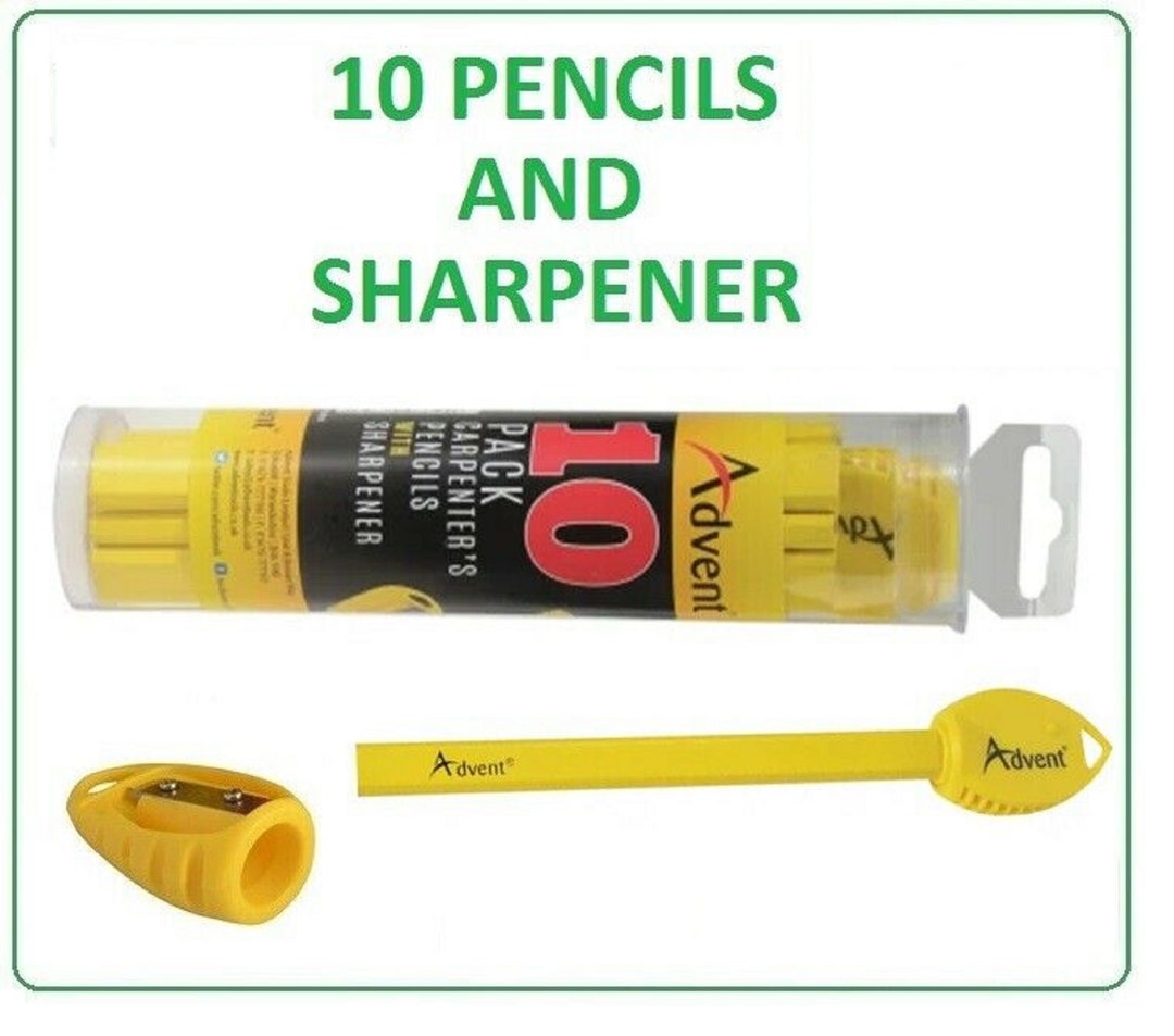 Joiners Pencils. Set of 10 Complete With Sharpener. Flat Design so They ...