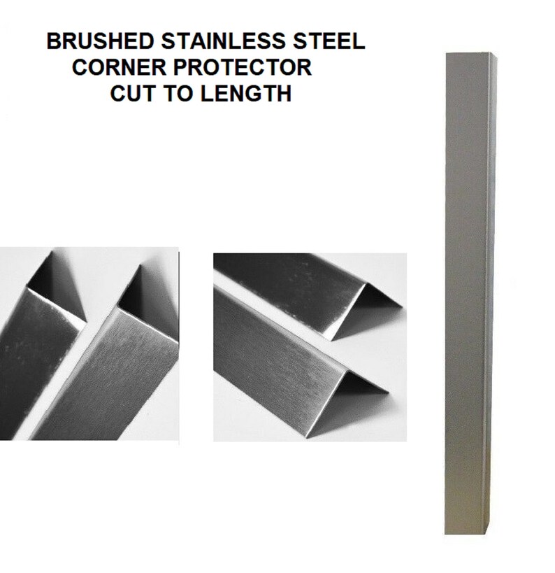 Brushed Stainless Steel Angled Corner Protection Plates. - Etsy