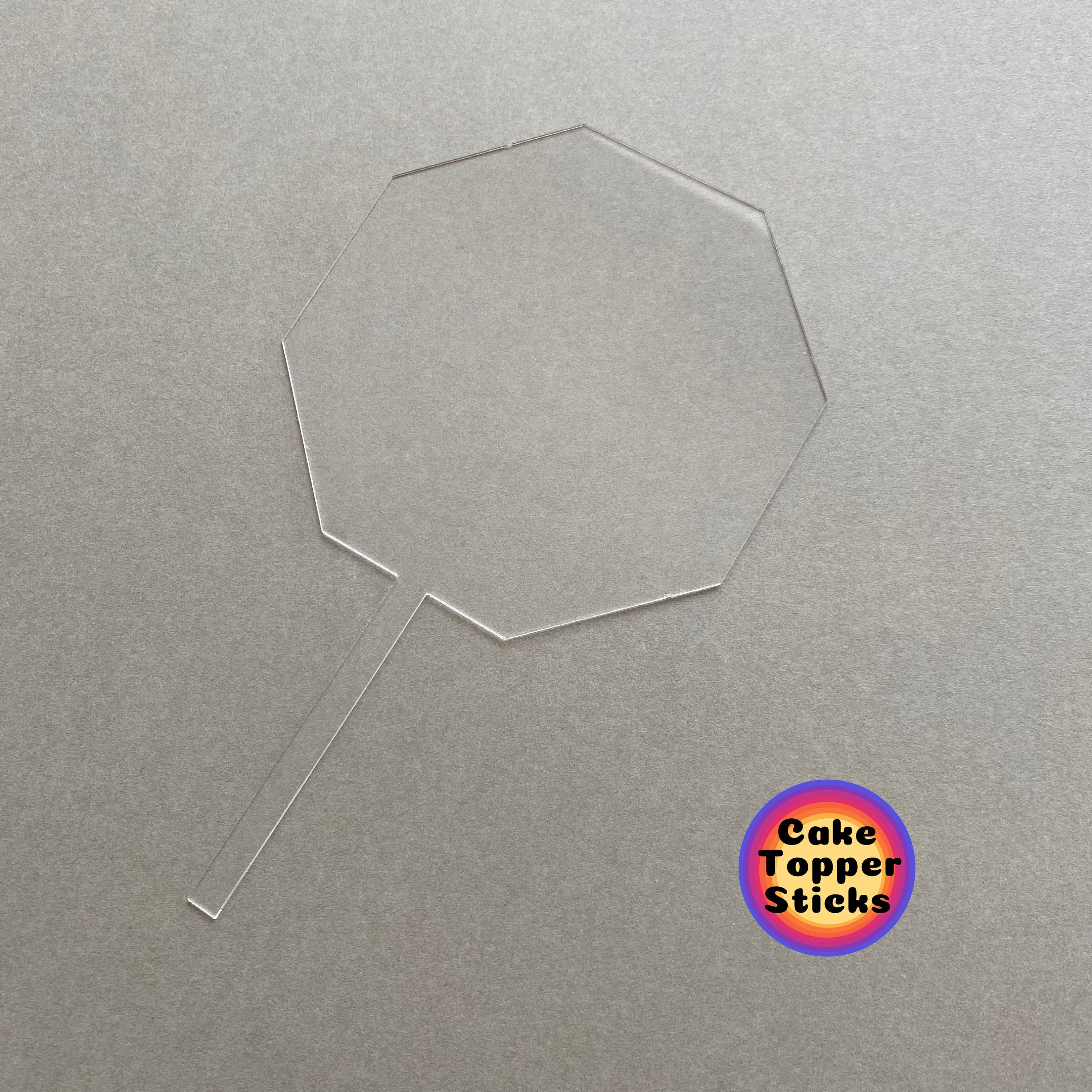 Clear 5" Blank Acrylic Paddle for Cake Toppers, Octagon Circle Paddle ...