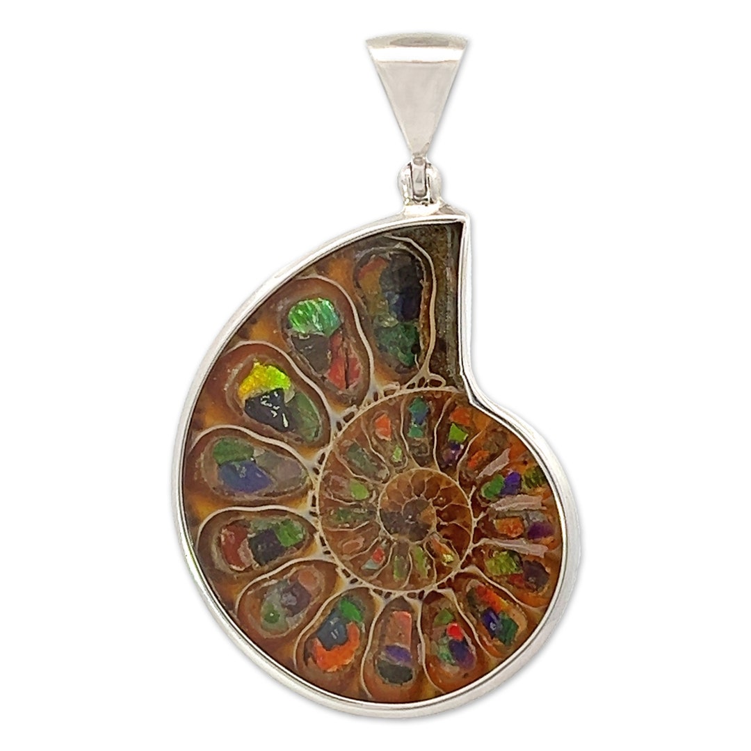 Starborn Ammonite Ammolite Inlay Pendant Necklace (22") - Etsy