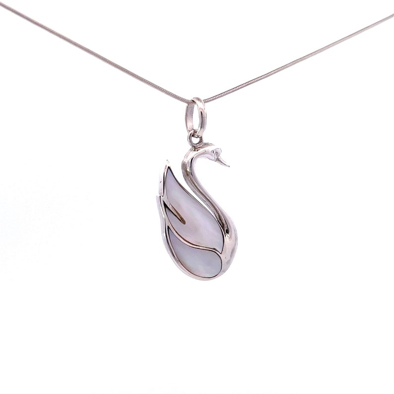 Starborn Mother of Pearl Swan Pendant Necklace (22") - Etsy