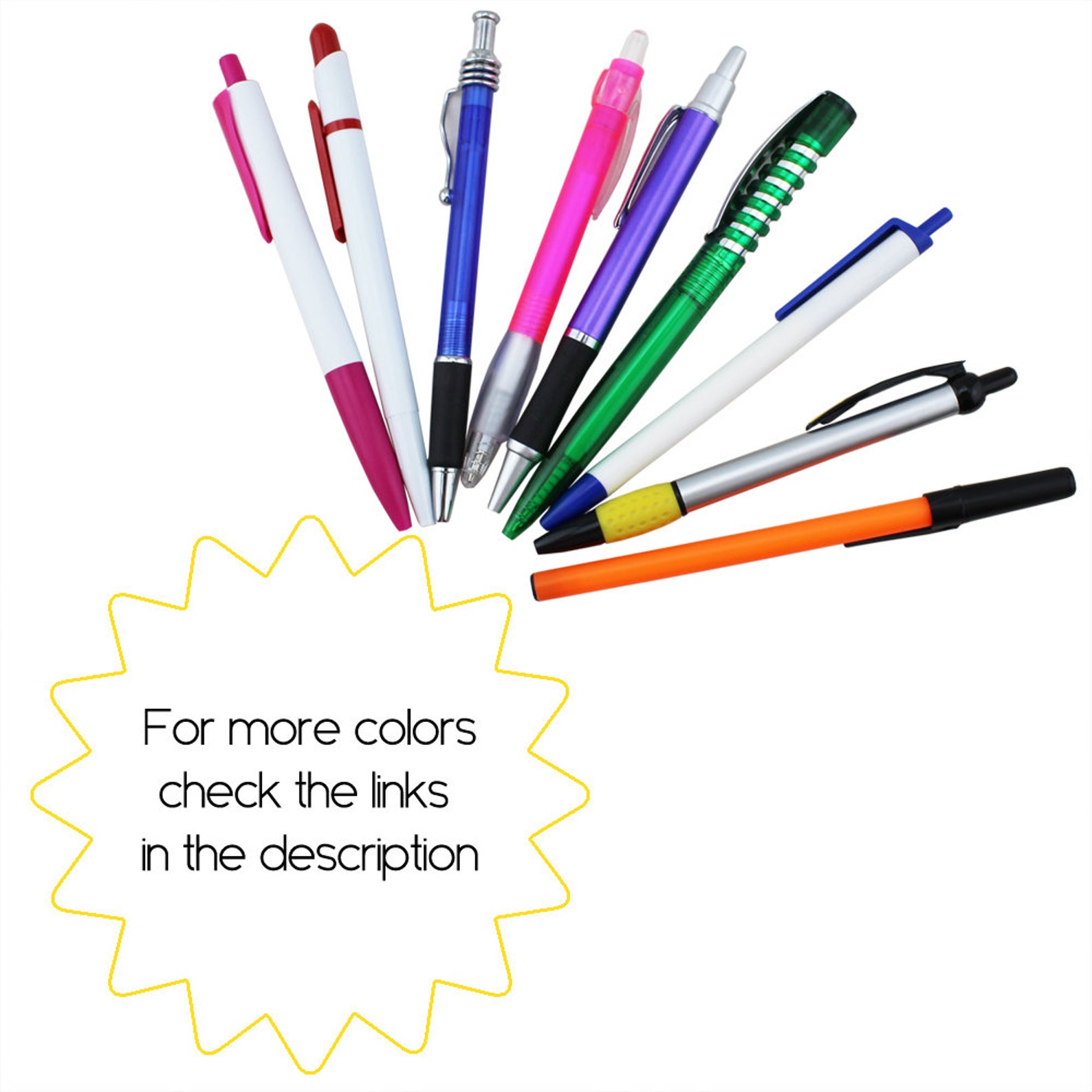 Slim Pens - White Body and Colored Cap and Accent - Blank Pens (non ...