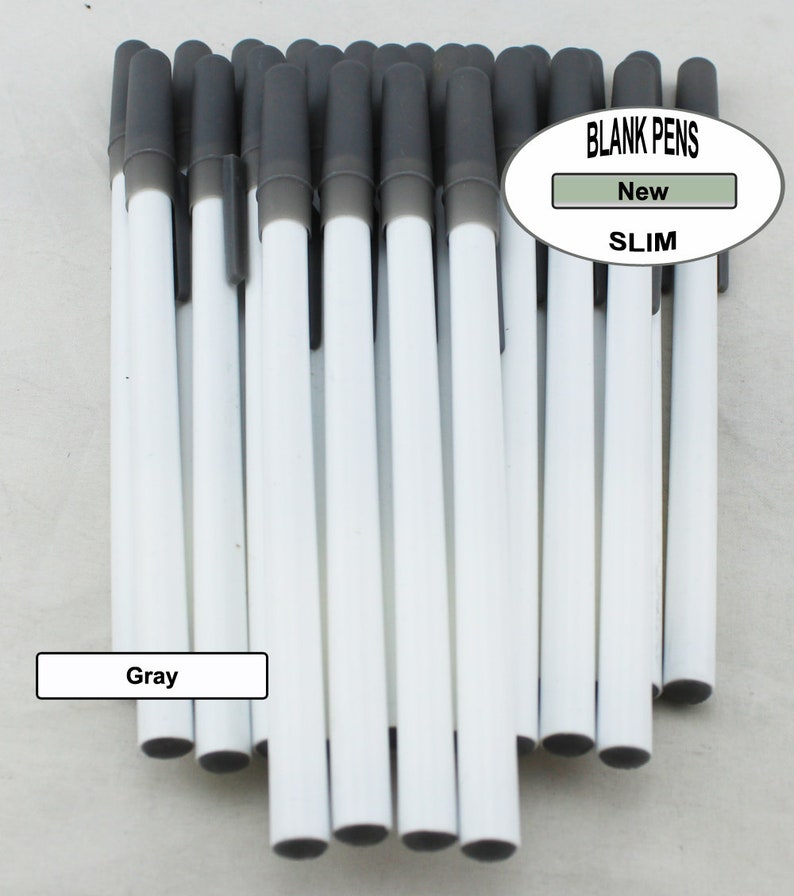Slim Pens - White Body and Colored Cap and Accent - Blank Pens (non ...