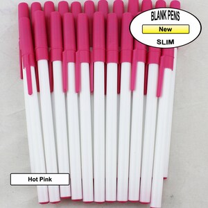 Slim Pens - White Body and Colored Cap and Accent - Blank Pens (non ...