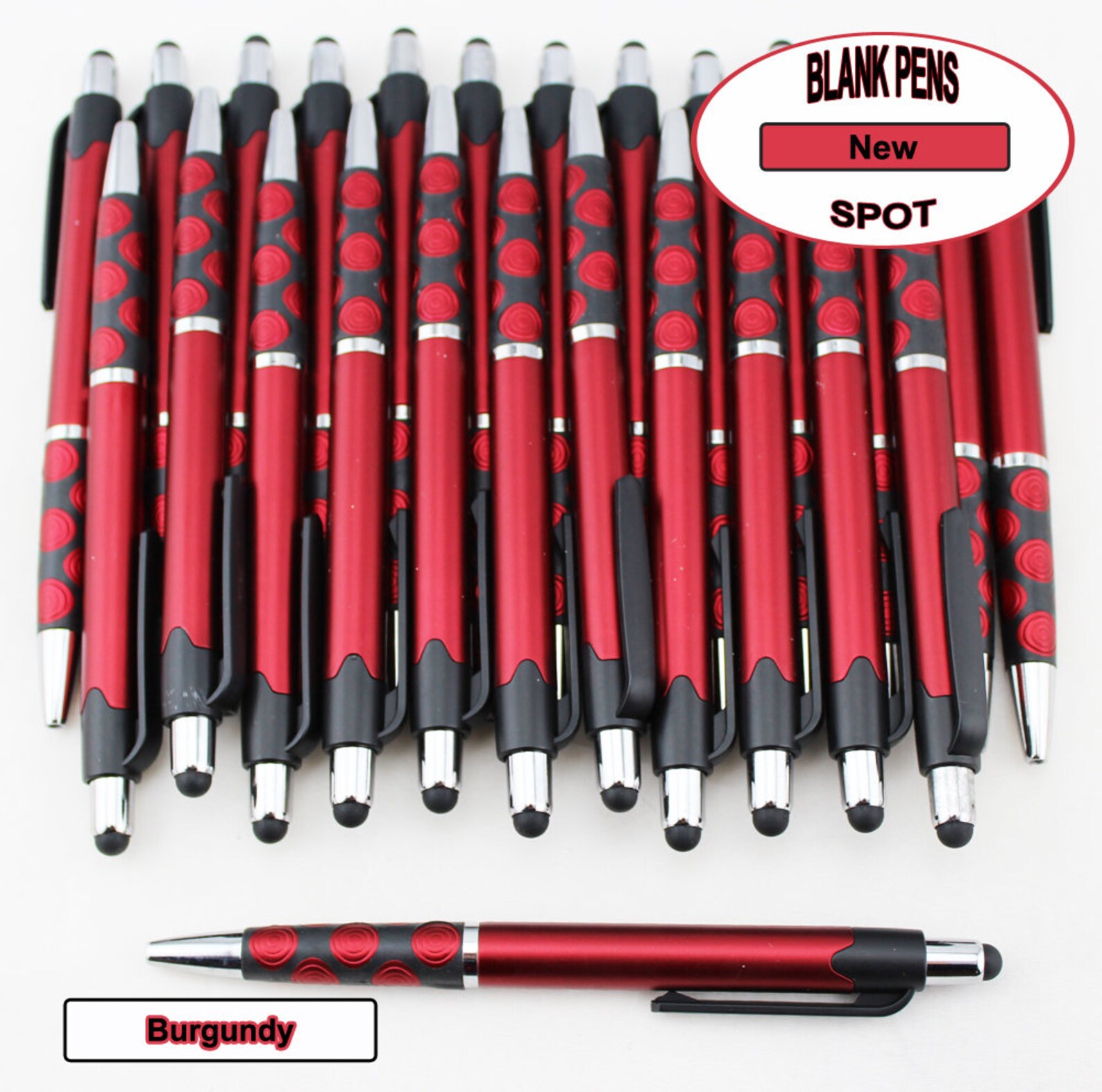 Spot Pens - Elegant Tip and Stylus Click - Silver Accents on Solid ...