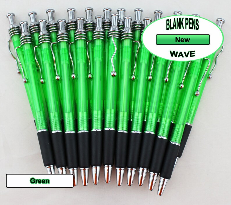 Wave Pens Colored Body Silver Clip, Top and Bottom With Black Grip ...