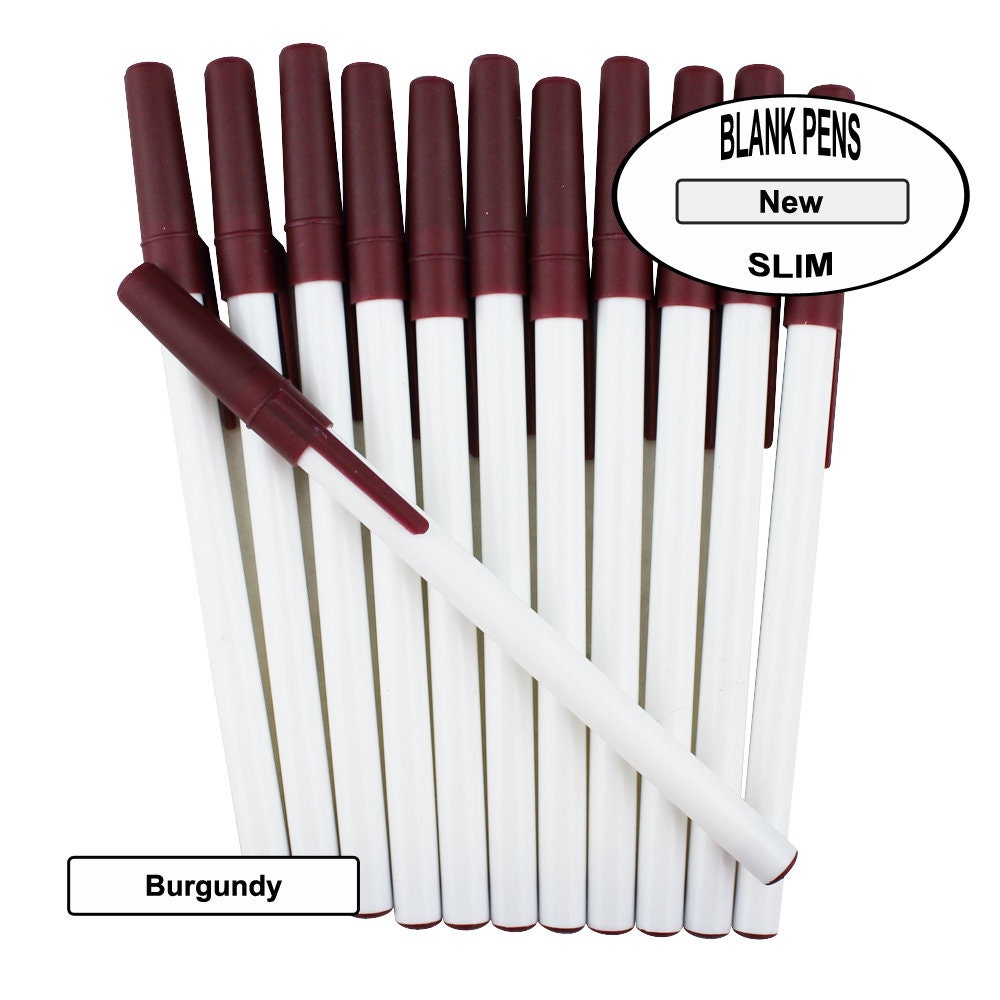 Slim White Pens With Colored Cap – Black Ink, Blank (non-personalized ...