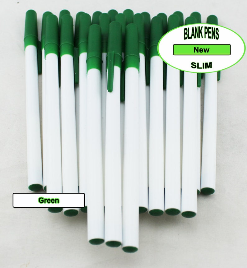 Slim Pens - White Body and Colored Cap and Accent - Blank Pens (non ...