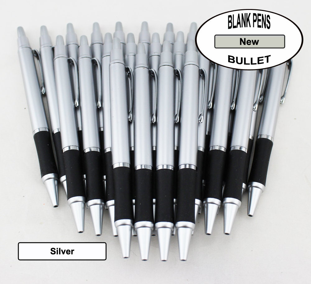 Bullet Ballpoint Pens Punta elegante y haga clic en acentos de plata en ...
