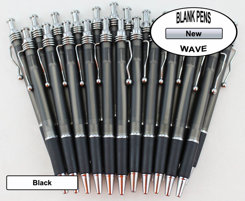 Wave Pens Colored Body Silver Clip, Top and Bottom With Black Grip ...