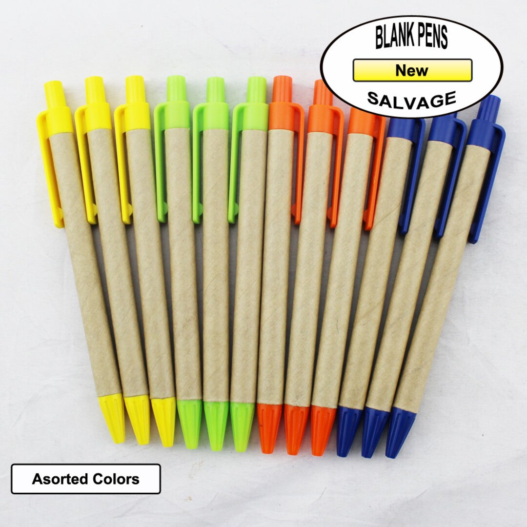 Salvage Pens - Cardboard Body With Colored Clip, Tip and Cap - Blank ...